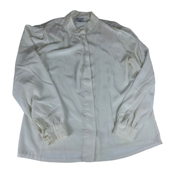 Gailord | Tops | Gailord Blouse Ivory Long Sleeve Button Up Collard Womens Blouse Top 4 | Poshmark